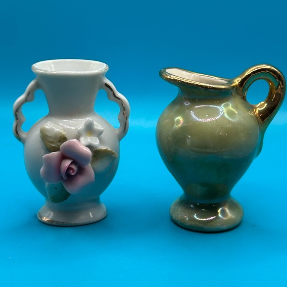 Vintage | Accents | Vintage Porcelain Mini Vase With Flower And Green ...